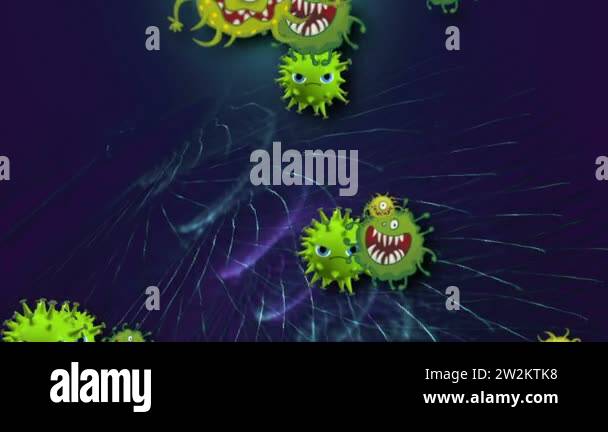Medical illustration 2d, 3d animation background of cells, bacteria ...