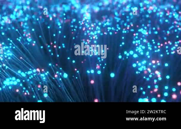 Fiber optic wires with flashing signals. Digital data transmission via ...