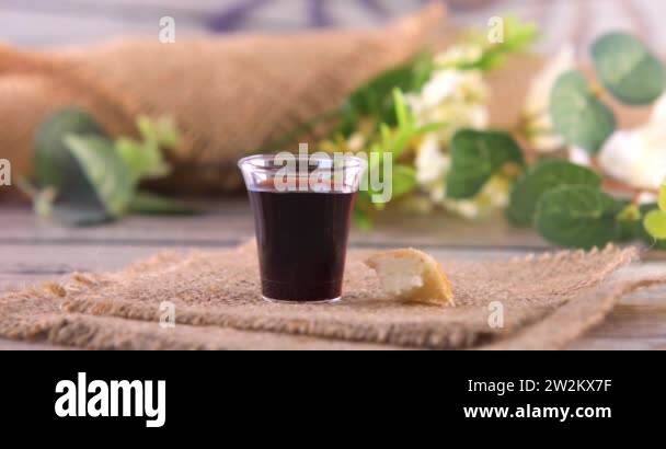 Taking communion concept - the wine and the bread symbols of Jesus ...