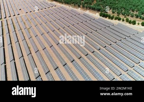 solar panel fields (solar cell) in aerial view with sunlight. Flight ...