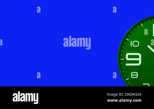 Modern green clock face moving fast forward transition.Clock ticking ...
