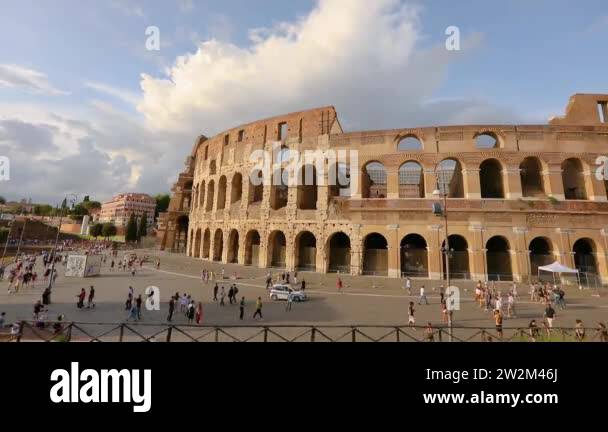 Facade of the Coliseum in Rome, the Roman Coliseum in the summer in ...