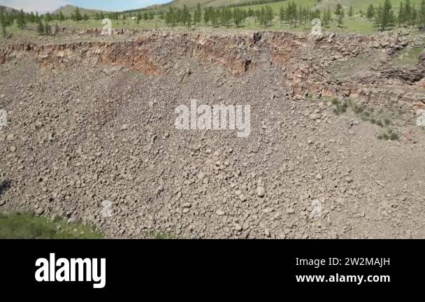 Broken and Crumbled Rocks Spilling From the Canyon Slope Ridge Towards ...