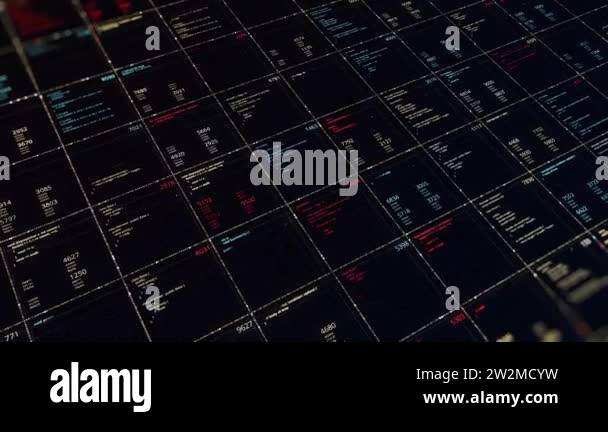Cells with digital data. Animation. Spreadsheet with digital dates ...