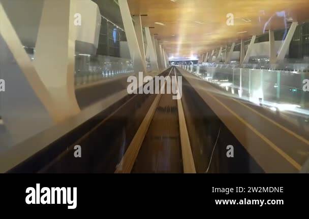 POV: Riding inside a modern train transporting passengers around Doha ...