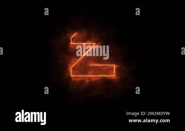 Alphabet in flames - letter Z on fire - drawn with laser beam on black ...