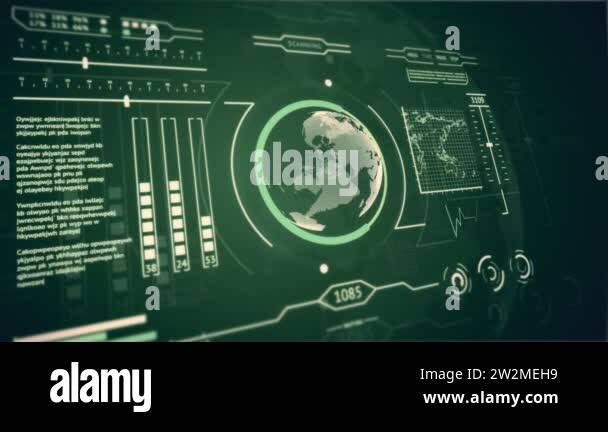 Futuristic display with graphs and diagrams with a projection of the ...