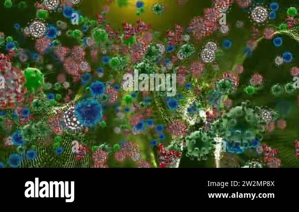 Medical illustration 2d, 3d animation background of cells, bacteria ...