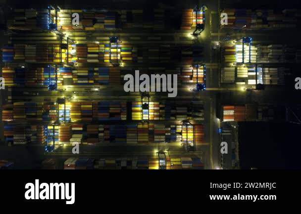 industrial port with containers. Container ship in export and import ...