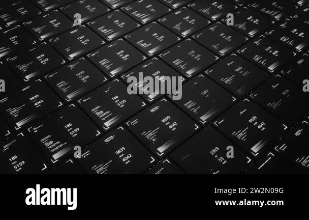 3D cells with numbers. Animation. Futuristic background with computer ...