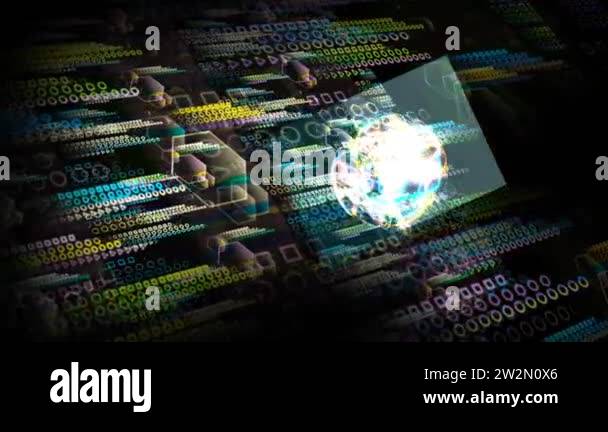 Quantum computer in the cube futuristic technology digital layer ...