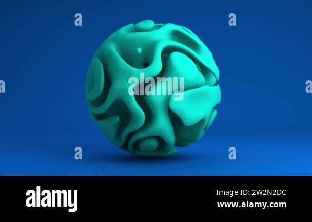 Abstract 3D animation of geometric shapes, cubes move along a circular ...