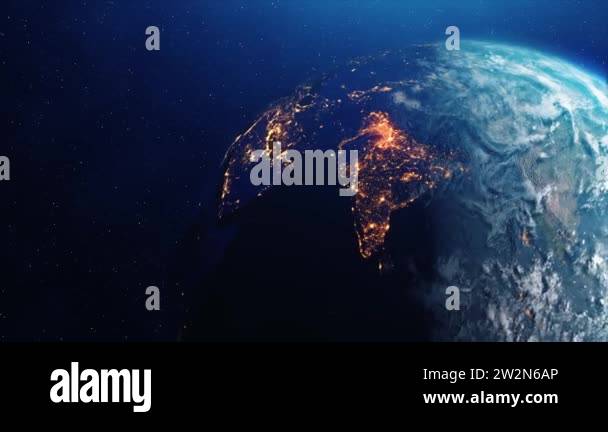 Earth rotating on Axis in space with stars Loop Animation Stock Video ...