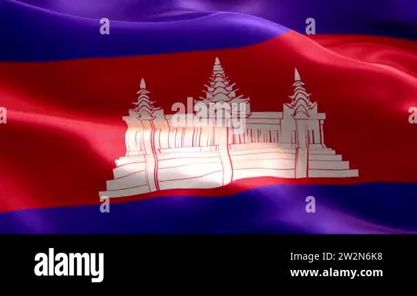 Flag of Cambodia waving in the wind. 4K High Resolution Full HD ...