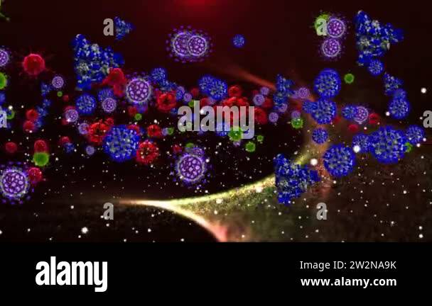 Medical illustration 2d, 3d animation background of cells, bacteria ...
