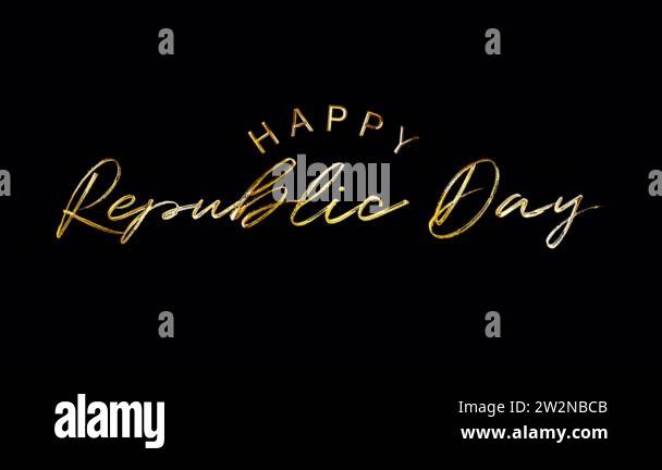 Happy Republic Day national celebrating golden handwriting text with ...
