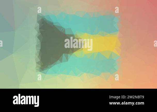 Bahamas Flag ISO:BS appearing techno tessellation looping animated ...