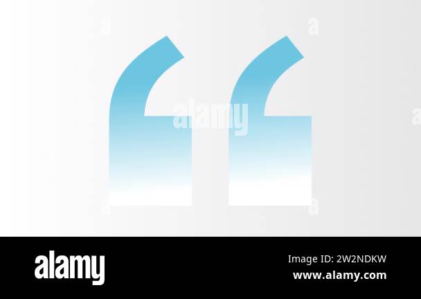 Animation of blue to white gradient inverted commas punctuation mark on ...