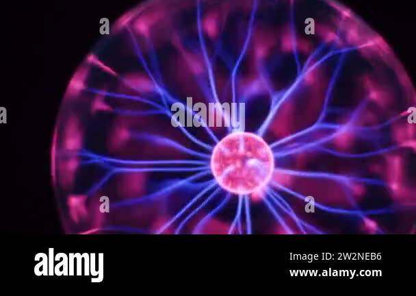 Lightnings inside a Magic ball on black background. Discharge lamp ...