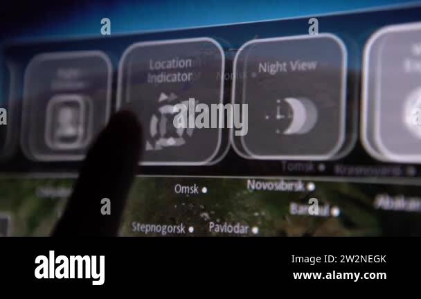 , -05 December, 2016: 4K Close up of woman using touchscreen flight ...