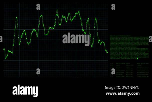 Abstract background with animation of growing diagrams and program code ...