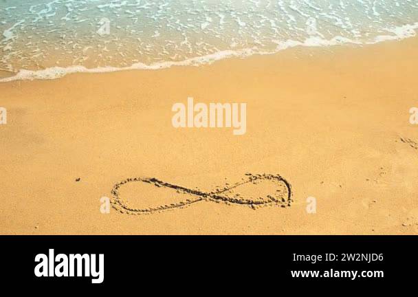 Sign infinity on sand, the beach. Shooting on the beach Stock Video ...
