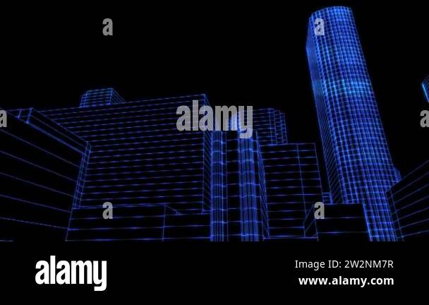 4K Futuristic Cyberpunk Wireframe Sci-Fi City 3D Animation 6 Stock ...