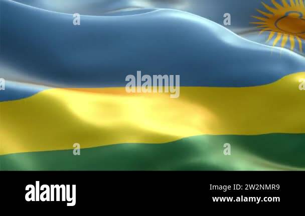 Flag of Rwanda waving in the wind. 4K High Resolution Full HD. Looping ...