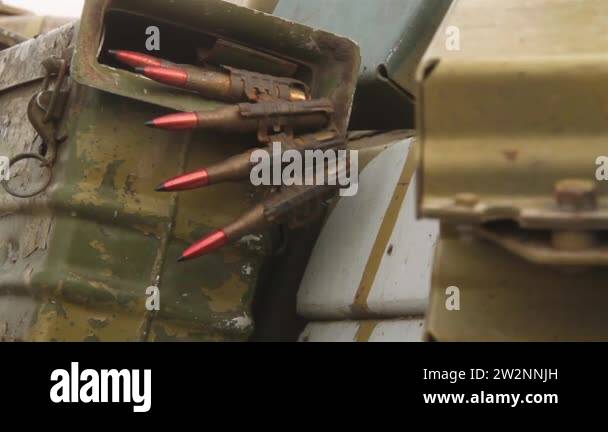 Large-caliber tank machine gun and cartridges for it Stock Video ...