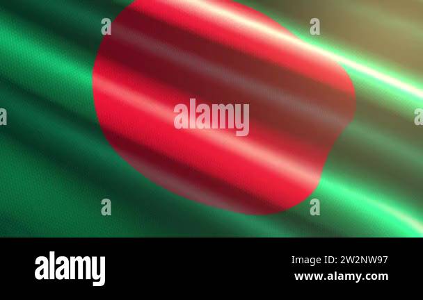 60FPS bright shiny velvet Bangladesh flag waving background, 3D UHD 4k seamless loopable ...