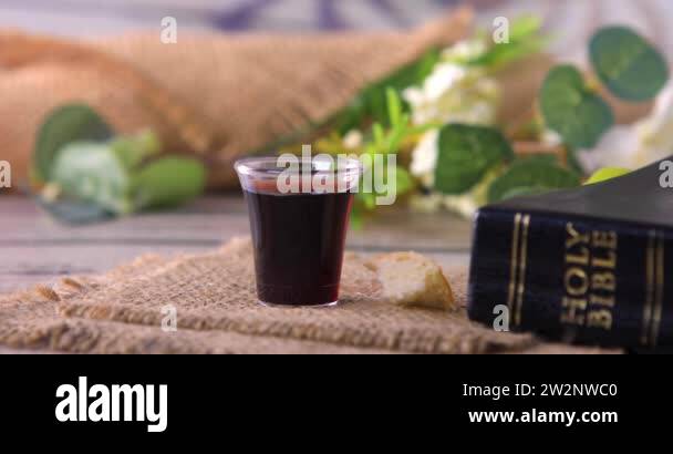 Taking communion concept - the wine and the bread symbols of Jesus ...