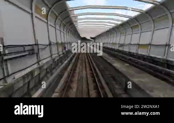 4k, Timelapse to real speed Effect automatic train moving through ...