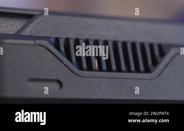 Rear panel of TV. Action. Back panel of plasma TV with ventilation and ...