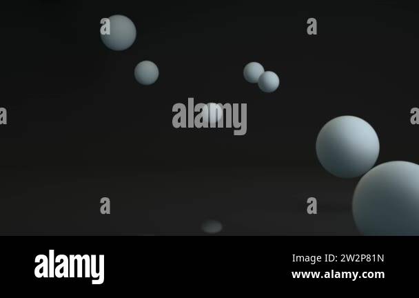Cyclic 3D animation of abstract movement of spheres of different sizes ...