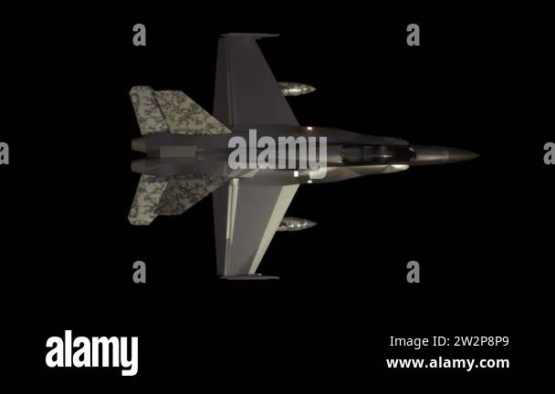 Jet Fighter. Military aircraft on black background. Top view. Realistic ...