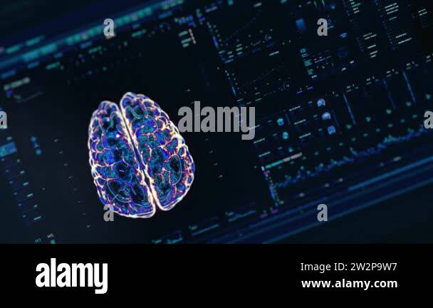 Perspective holographic interface analyzing human brain anatomy and ...