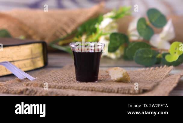 Taking communion concept - the wine and the bread symbols of Jesus ...