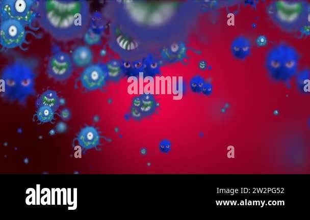 Medical illustration 2d, 3d animation background of cells, bacteria ...