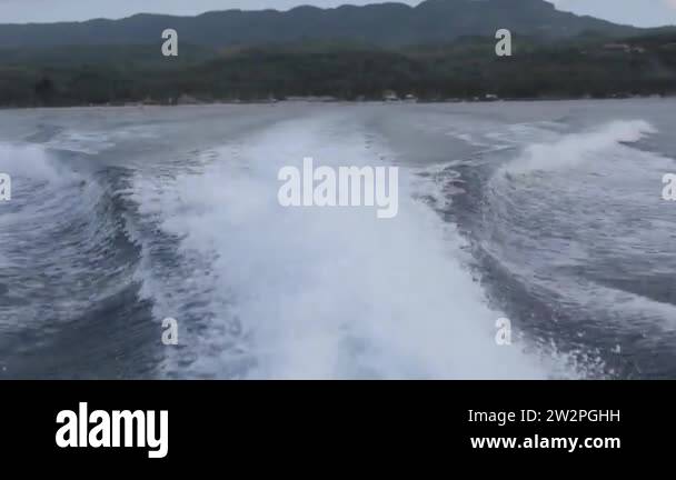 Speedboat on the way from Bali sanur beach to Nusa Penida in Bali ...