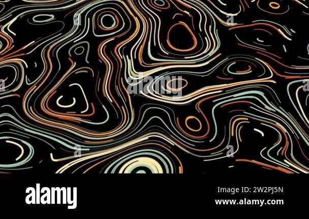 Abstract colored moving curved lines forming many different shapes on ...