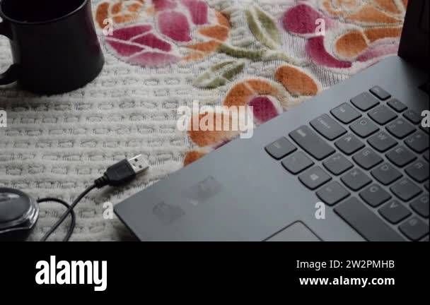 Human hand connecting Computer mouse connection cable plug-in the ...