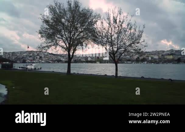 balat,istanbul,turkey-march 19,2020.The Golden Horn also known by its ...