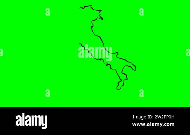 Italy drawing outline map green screen isolated Stock Video Footage - Alamy