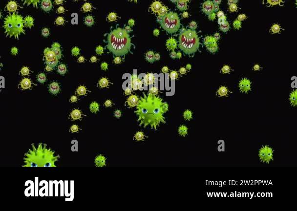 Medical illustration 2d, 3d animation background of cells, bacteria ...