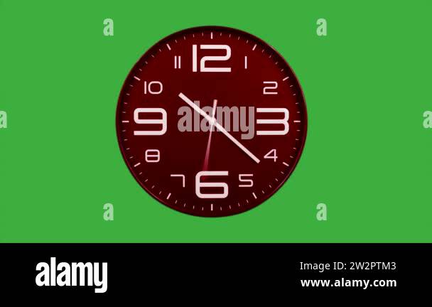 Modern red clock face moving fast forward time lapse.Clock ticking ...