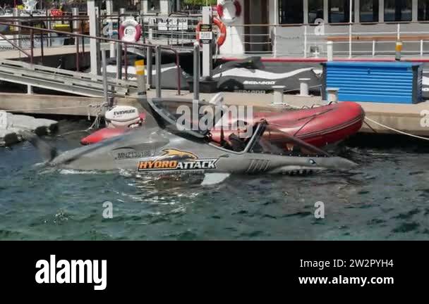 A man on board Hydro Shark. Best adrenaline tour of stunning Lake ...