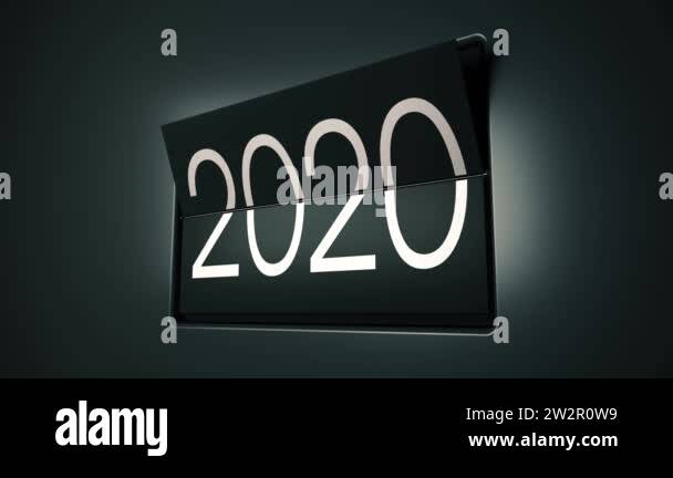 Video animation of a flip clock calendar rotates slowly from the year ...