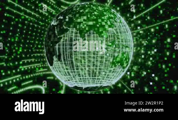Matrix Digital binary background with rotating Planet earth. Seamless ...