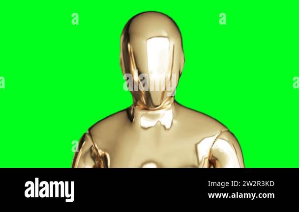 Golden man character animation. Isolate on green screen Stock Video ...