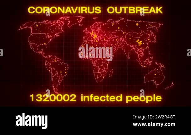 Video animation of a world map showing the outbreak of the coronavirus ...